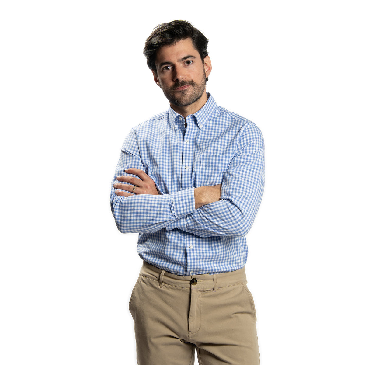 Everyday Stretch Oxford Standard Fit, Blue Gingham | Peter Manning NYC