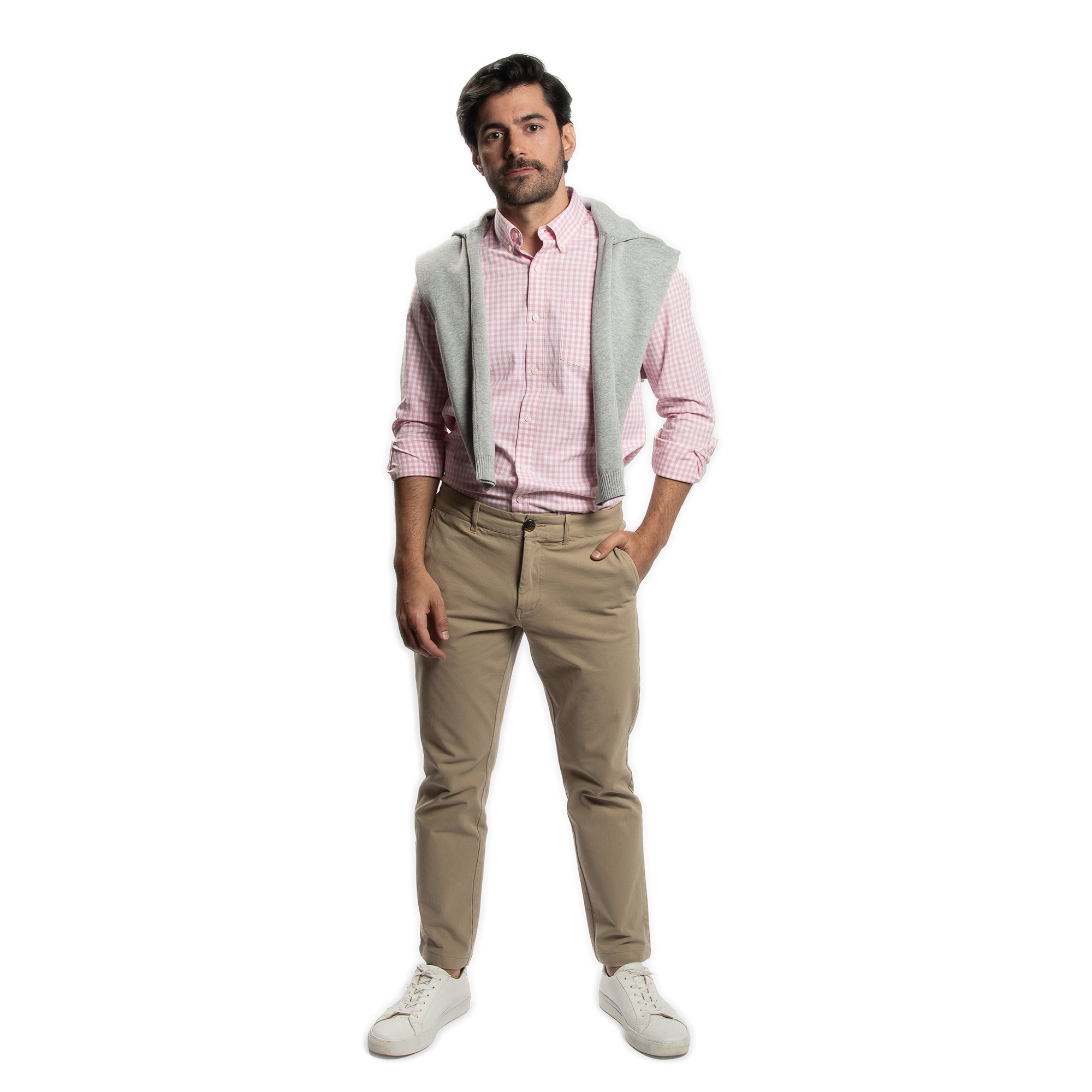 Everyday Stretch Oxford Standard Fit, Pink Gingham | Peter Manning NYC