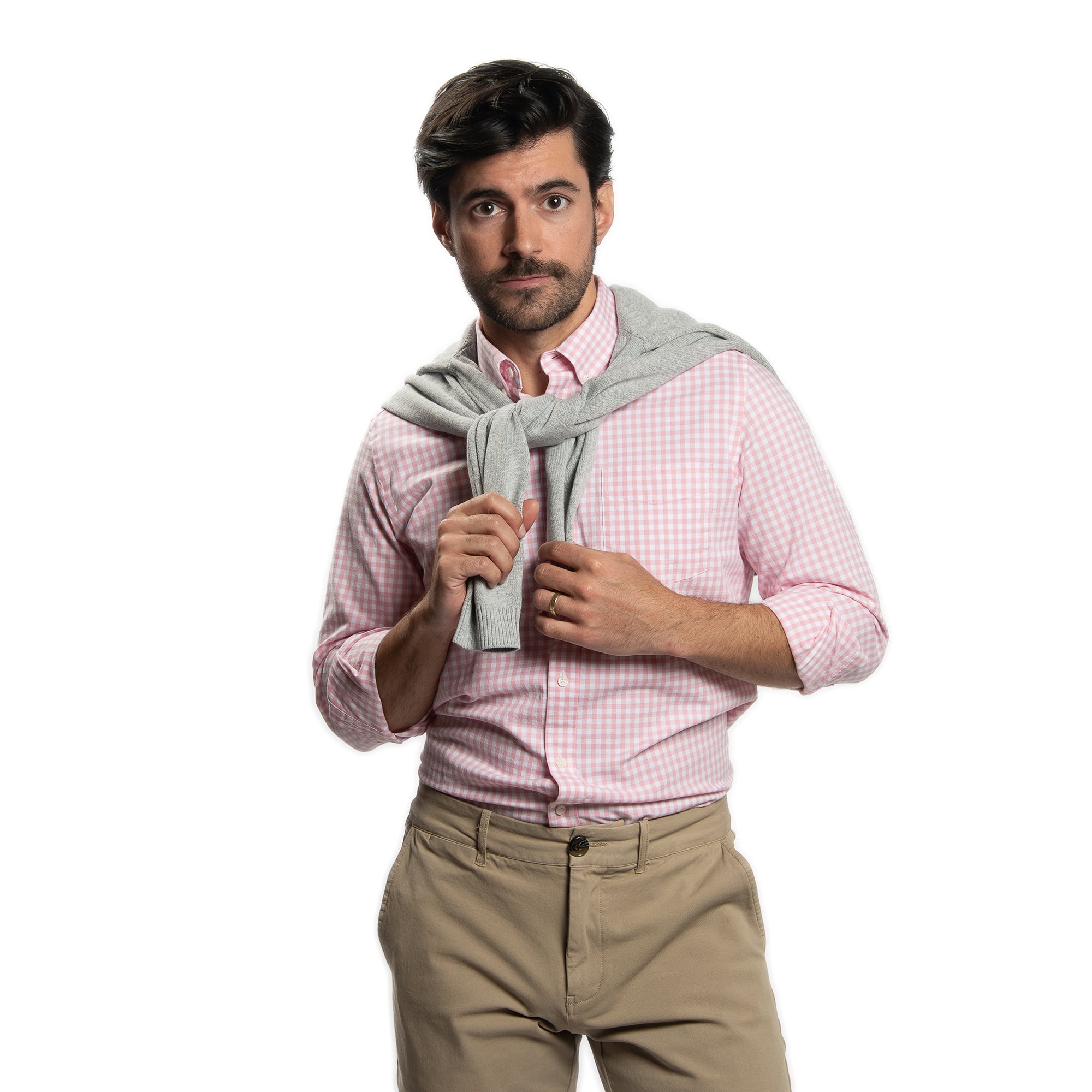Everyday Stretch Oxford Standard Fit, Pink Gingham | Peter Manning NYC