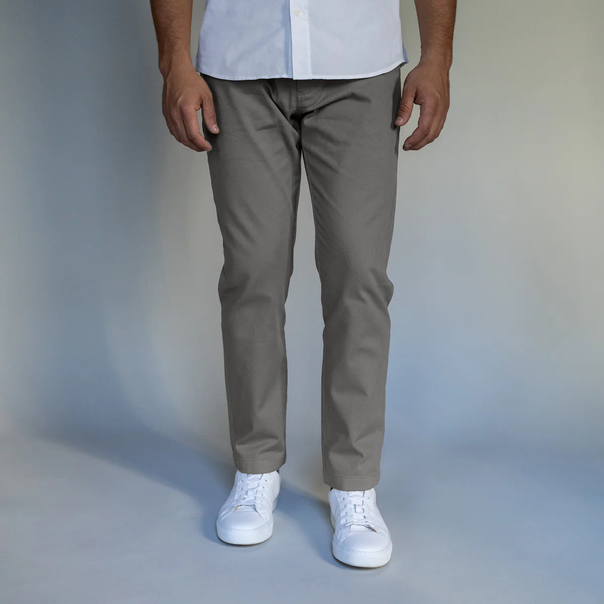 Stretch Chinos Slim Fit, Grey | Peter Manning NYC