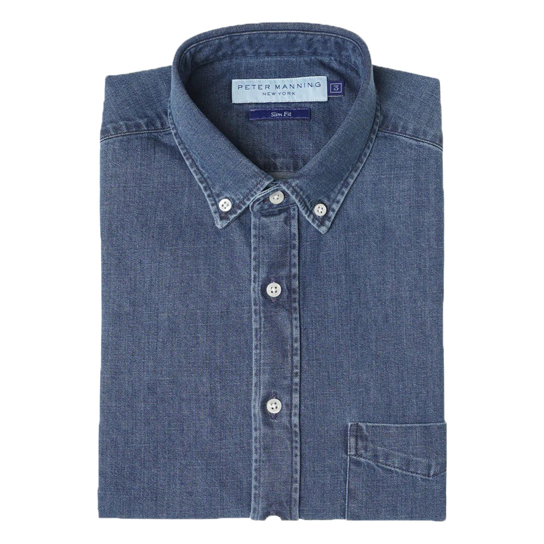 Denim Shirts Slim Fit, Medium Wash | Peter Manning NYC